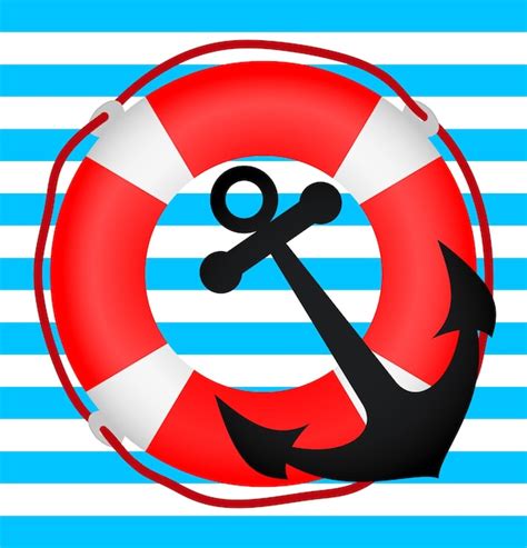 Aro Salvavidas Y Ancla Vector Premium