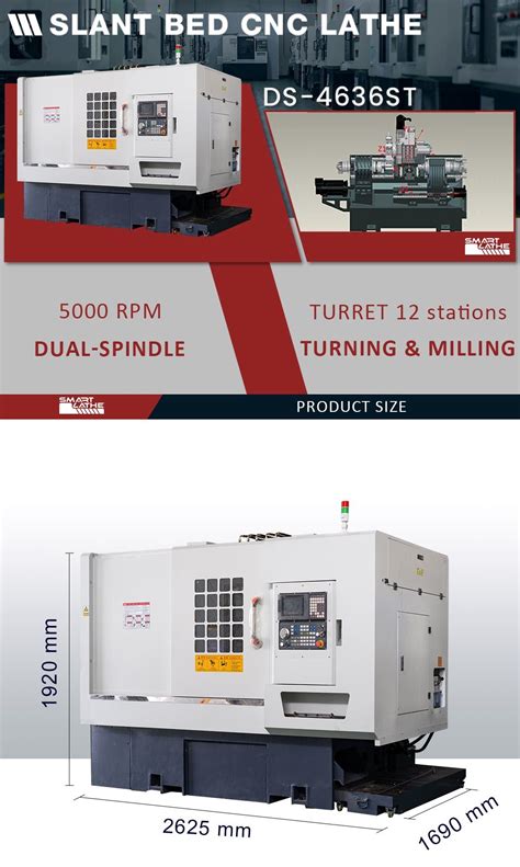 11kw18kw Spindle Servo Motor Fanuc Controller Dual Spindle Dual Turret
