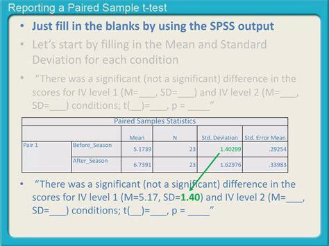 Reporting A Paired Sample T Test Pptx