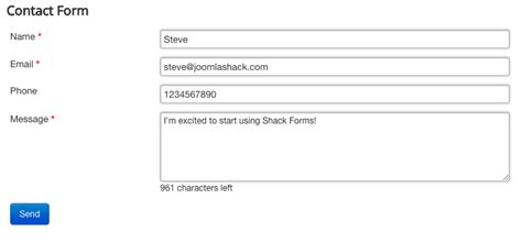 how to see messages sent via shack forms joomlashack