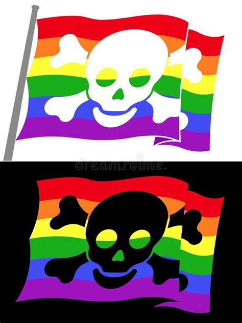 Rainbow Pirate Flag With Skull Jolly Roger Stock Vector Illustration