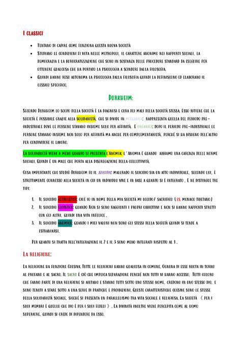 Psicologia Riassunti Durkheim Ecc Docsity