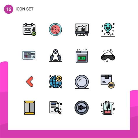 Stock Vector Icon Pack Of 16 Line Signs And Symbols For Studio