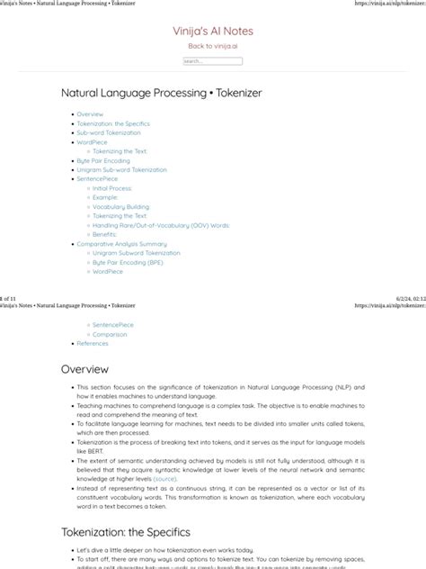 Vinijas Notes Natural Language Processing Tokenizer Pdf