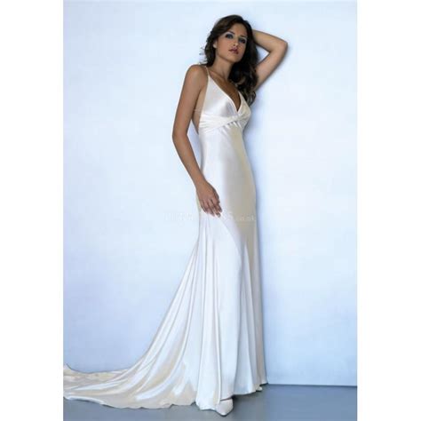 Spaghetti Straps Floor Length Empire Waist Sheath Column Elastic Silk