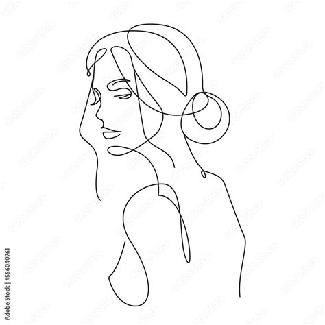 Modern Trendy Line Art Drawing Of Woman Face Female Line Art Vector
