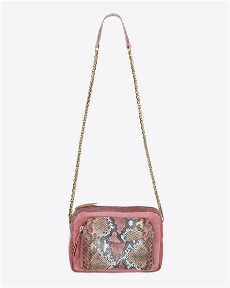 Claris Virot Sac Python Big Charly Rose Painted Chaine Pour Femme