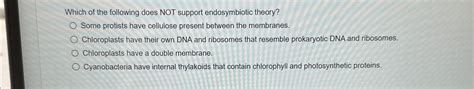 solved which of the following does not support endosymbiotic
