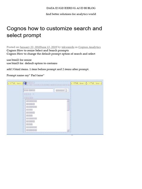 Cognos How To Customize Search And Select Prompt Pdf