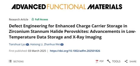 吕天帅副教授魏展画教授在国际顶刊Advanced Functional Materials发表最新研究成果 华侨大学材料科学与工程学院