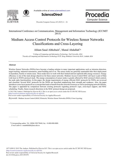 Pdf Medium Access Control Protocols For Wireless Sensor Networks