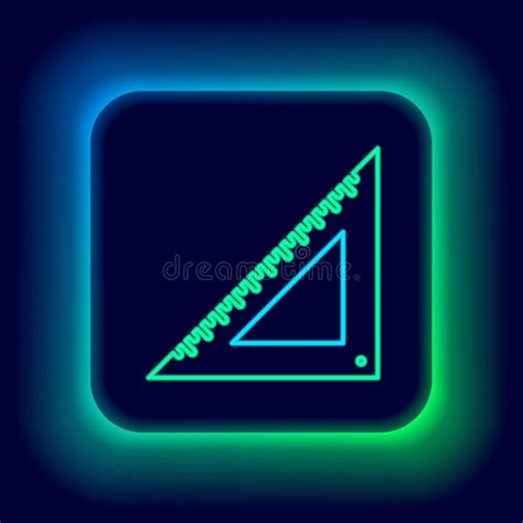 Icône De Règle Triangulaire En Néon Lumineux Isolée Sur Fond Noir