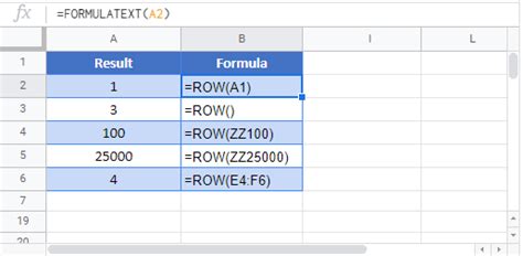 Excel Formula ROW Number Get The Row Number Of A Cell
