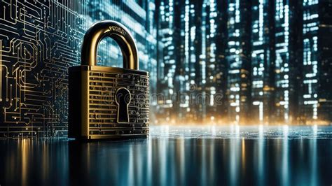 The Concept Of Cybersecurity Padlock On The Background Of The Server Room Generated By Ai