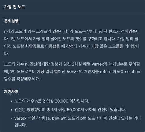 프로그래머스 파이썬 가장 먼 노드 Level 3 다익스트라dijkstra 알고리즘 문제