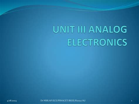 Analog Electronics Basics Part 1 Pptx Chemistry Science