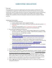 Week Assignment Education Instructions And Worksheet Docx Subsystem Education Overview
