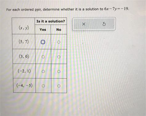 solved for each ordered pair determine whether it is a