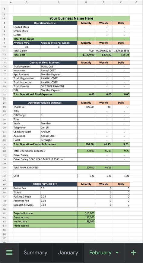 Trucking Accounting Spreadsheet Etsy