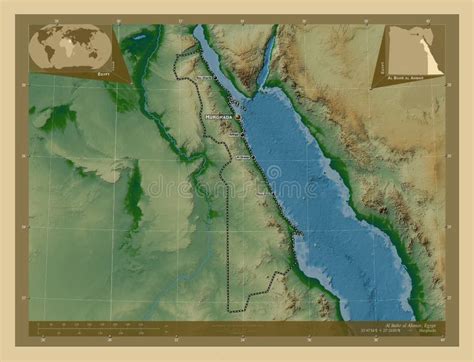 Al Bahr Al Ahmar Egypt Physical Labelled Points Of Cities Stock