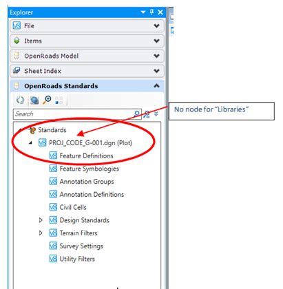 OpenRoads OpenSite Why Can T I See Dgn Libraries Under Explorer OpenRoads Standards Tab