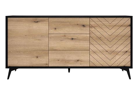 Komoda Z Trzema Szufladami Cm Do Salonu Z Frezowanym Frontem Industrialny Styl DASTIAN