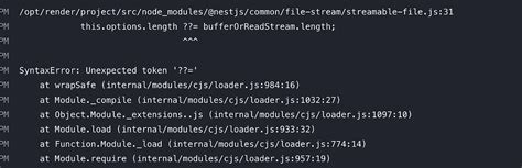 unexpected token nestjs deploy render