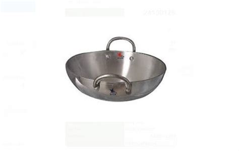 Aluminum Alloy 2 Kg Capacity Without Lid Silver Aluminium Kadai With
