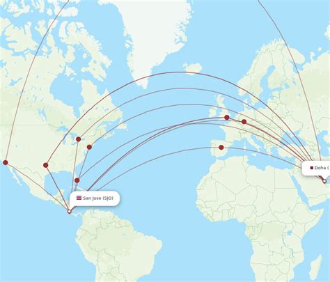 All Flight Routes From Doha To San Jose Doh To Sjo Flight Routes