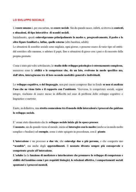 Sviluppo Sociale Psicologia Schemi E Mappe Concettuali Di Psicologia