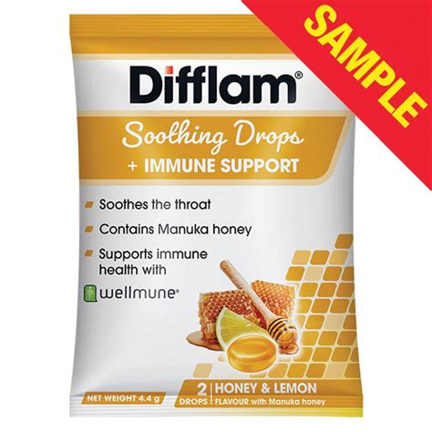 Buy Sample Difflam Soothing Drops Immune Support Honey Lemon Flavour Online At EPharmacy