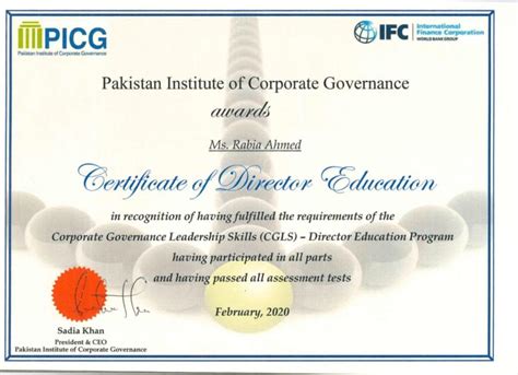 rabia ahmed cfa on linkedin picg ifc directortrainingprogram