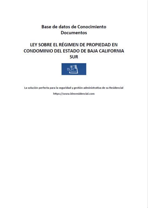 Ley Sobre El Regimen De Propiedad En Condominio Del Estado De Baja
