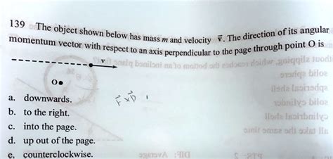 SOLVED The Object Shown Below Has A Direction Of Its Angular Momentum Mass M And