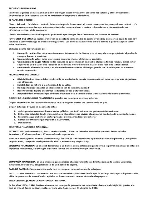 Recursos Financieros Descargar Gratis Pdf Dinero Bancos