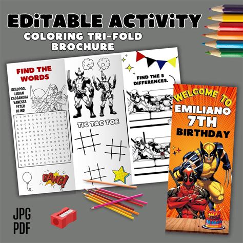 Custom Deadpool Activity Brochure Deadpool Brochure Deadpool Trifold