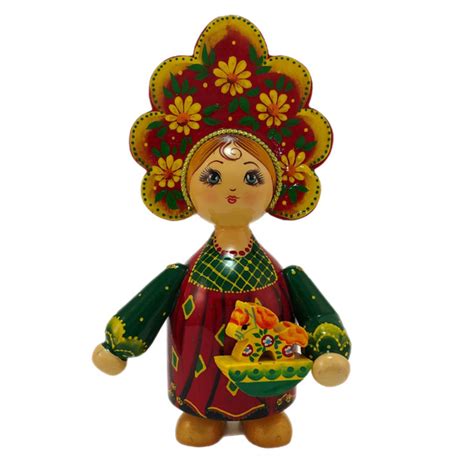 Кукла в кокошнике с лошадкой/ Кукла в русском наряде деревянная ...