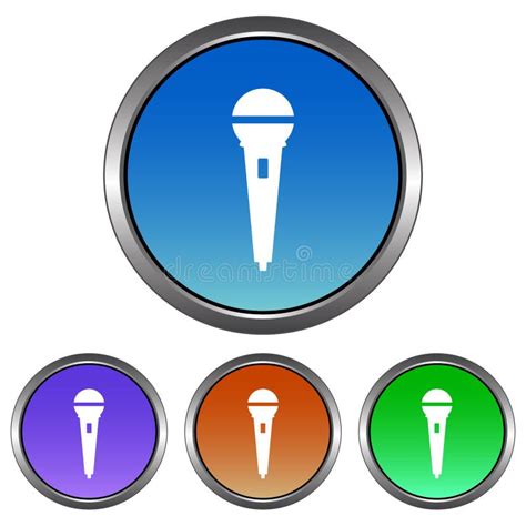 Circular Metallic Outline Microphone White Silhouette Iconbutton