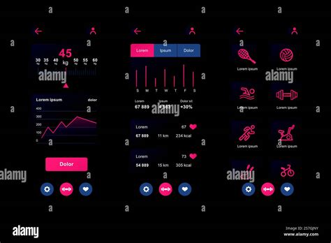 Fitness Workout Unique Neomorphic Design Kit For App Choice Of Fitness Program Health