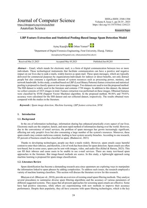 Pdf Lbp Feature Extraction And Statistical Pooling Based Image Spam Detection Modellbp Özellik