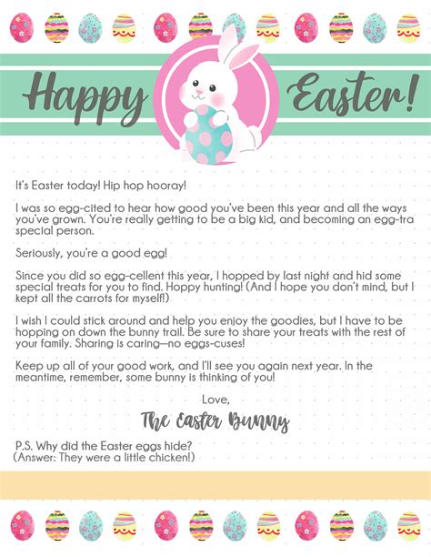 Easter Bunny Letter Template Word Printable Calendars At A Glance