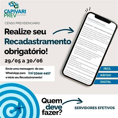 Capivariprev Convoca Servidores Efetivos Para O Censo Previdenciário E