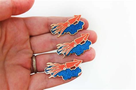 Inking Squid Enamel Pin Etsy