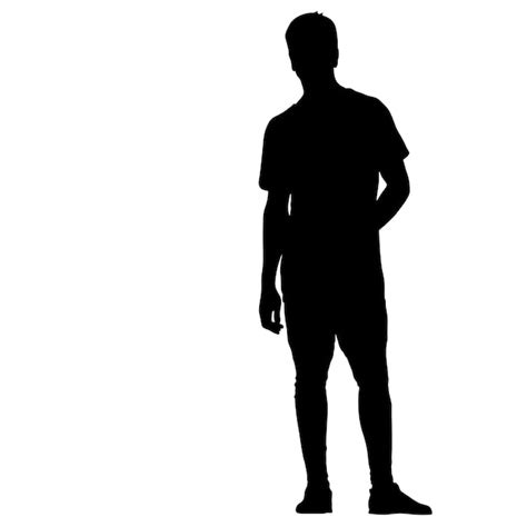 흰색 배경에 사람들이 서 있는 검은 실루엣 남자 프리미엄 벡터