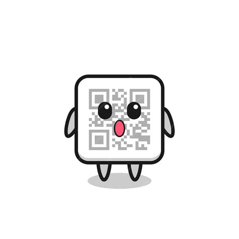 Premium Vector The Amazed Expression Of The Qr Code Cartoon