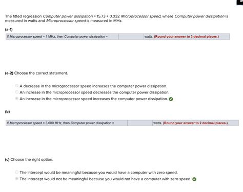 Solved The Fitted Regression Computer Power Dissipation