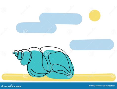 Single Line Drawing Of Sea Shell Stock Vector Illustration Of