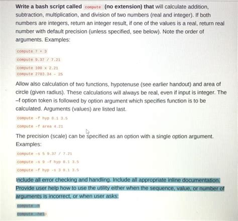Solved Write A Bash Script Called Compute No Extension Chegg