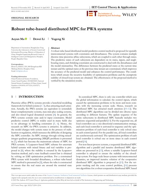 PDF Robust Tubebased Distributed MPC For PWA Systems