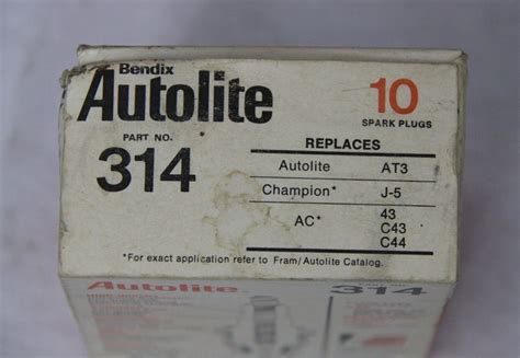 Autolite 314 Spark Plug Nos Vintage Plug Cross Reference Champion J5 Ebay